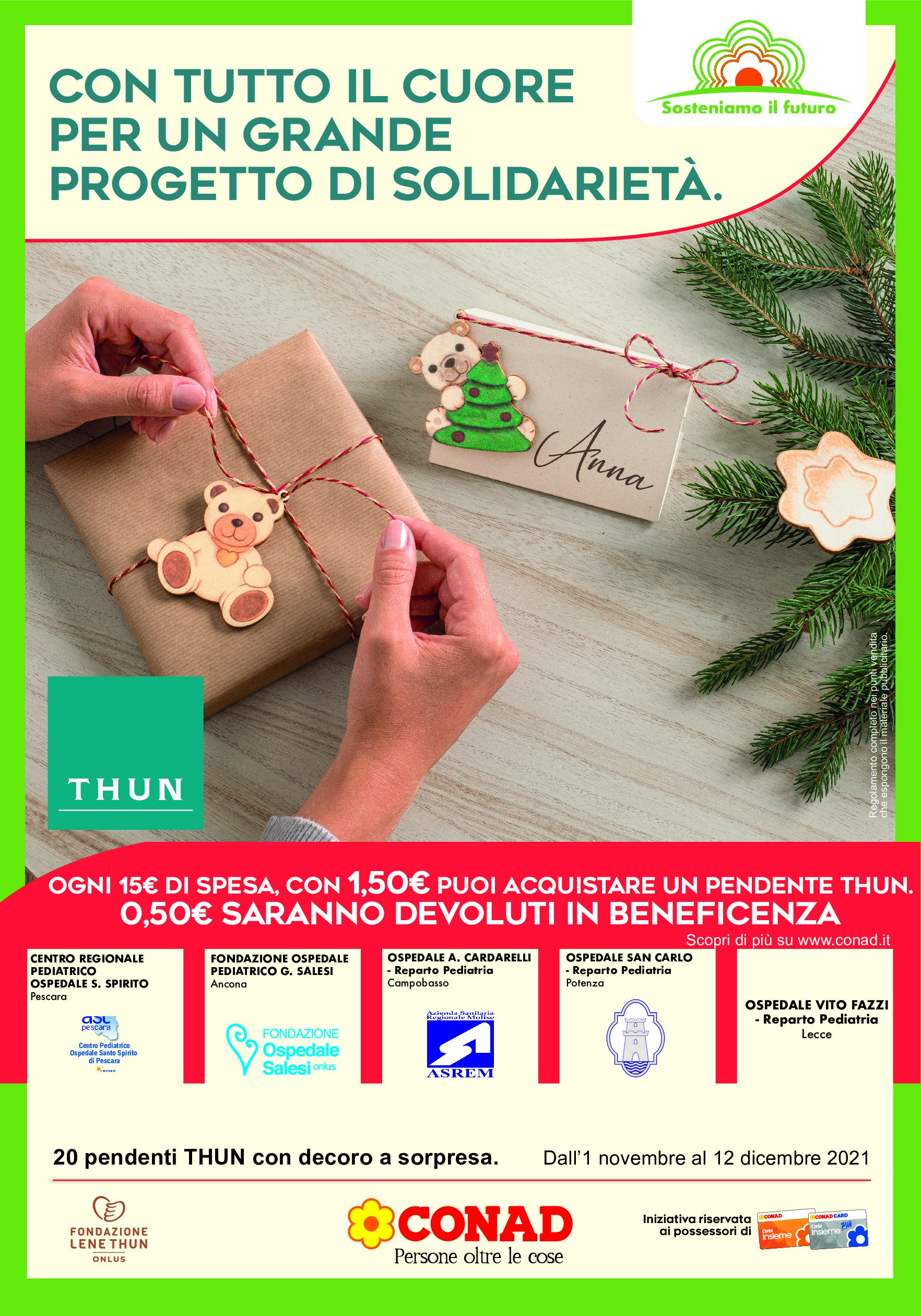 Conad: collezione natalizia di Thun per sostenere ospedali pediatrici e ambiente